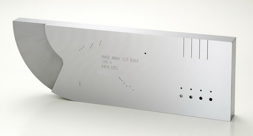 Phased Array Calibration Block for wedge delay calibration , performing ...